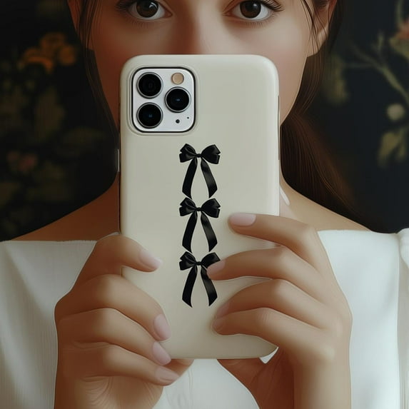 Elegant Black Bow Minimal Coquette Chic Aesthetic Case for iPhone 17 11 ...