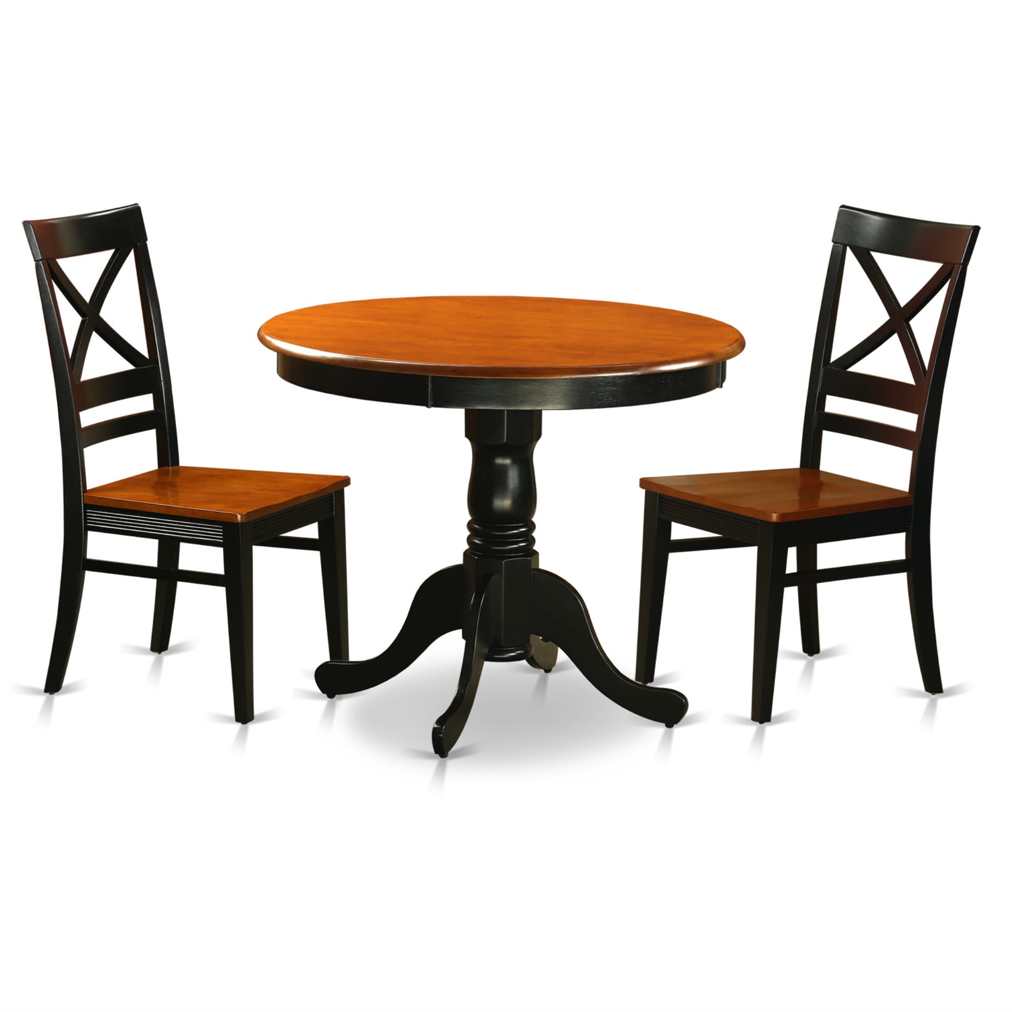 Elegant Black & Cherry Dining Set with Sturdy Pedestal Base - Includes ...
