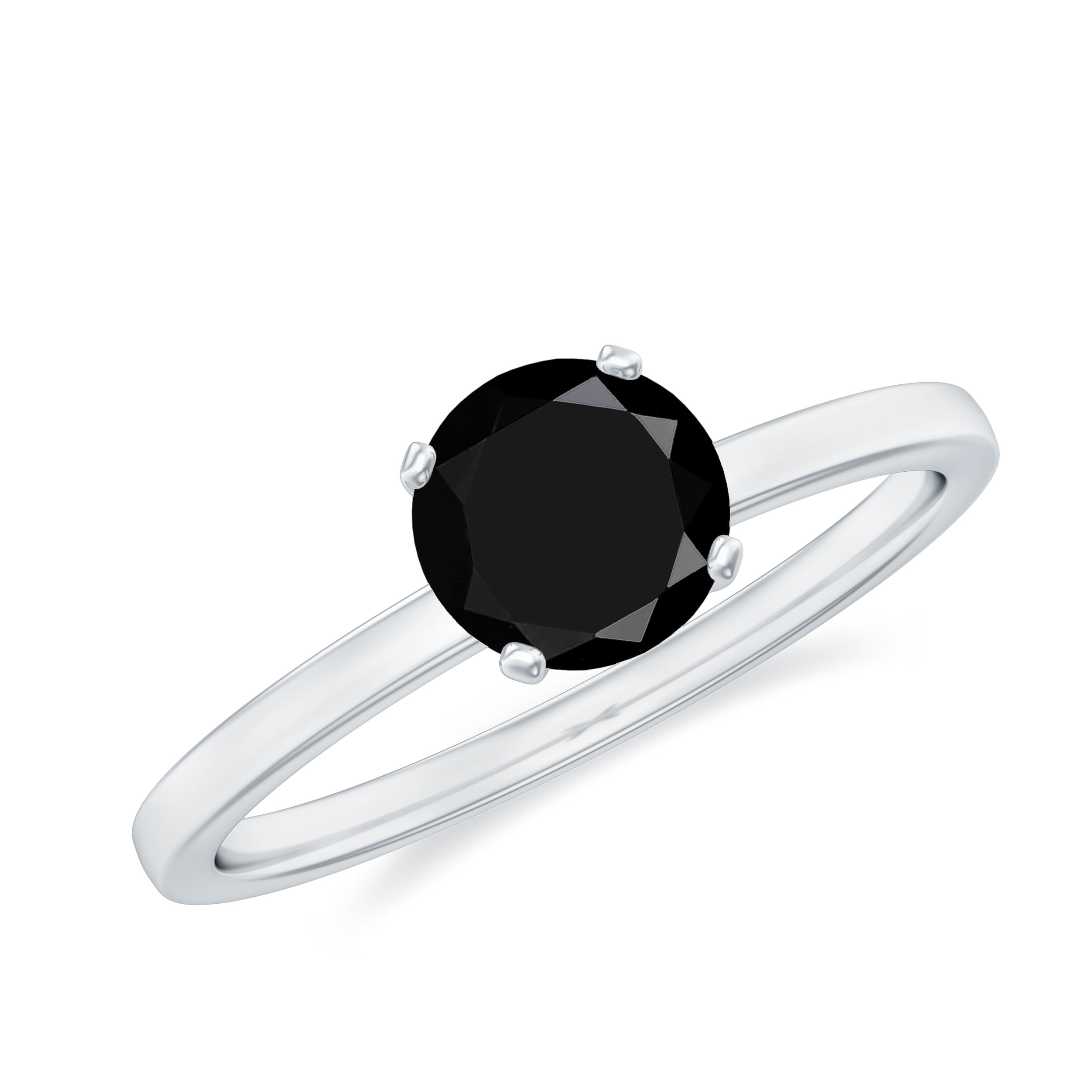 Elegant Black Diamond Solitaire Ring for Women, Black Diamond Ring in ...