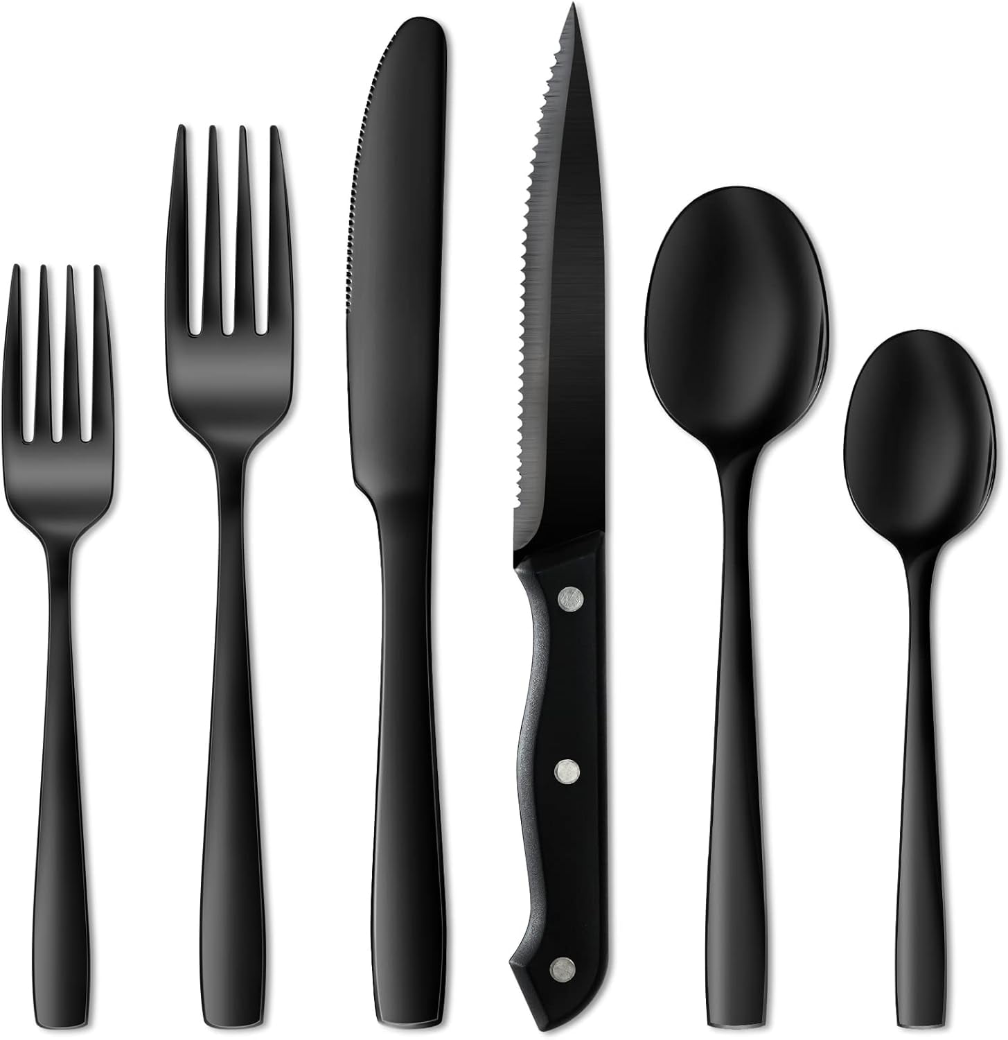Matte Black Stainless Steel Flatware, Non-toxic Rust Resistance ...