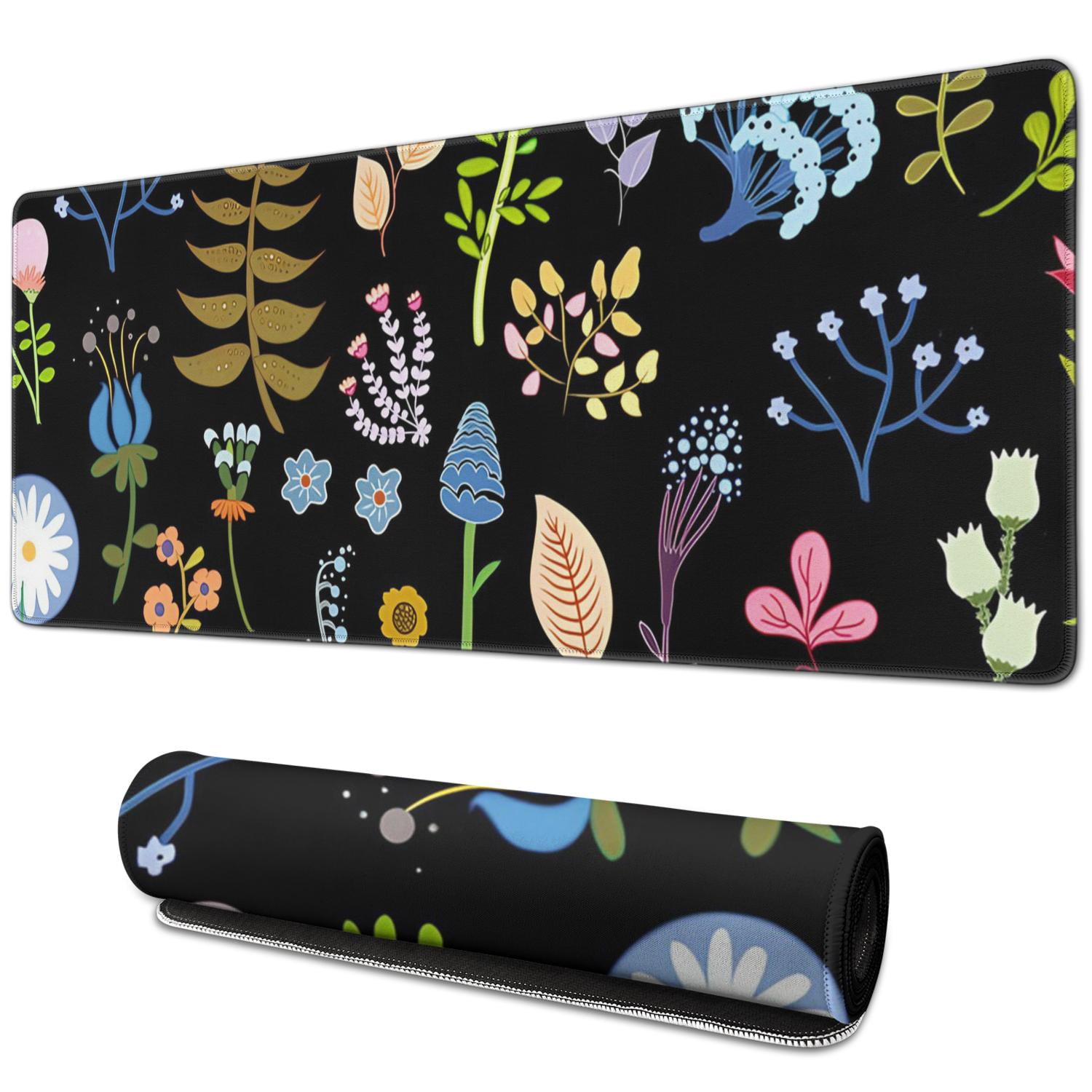 Elegant Black Flower Extended Mouse Pad - Large 31.5 x 11.8 inch ...