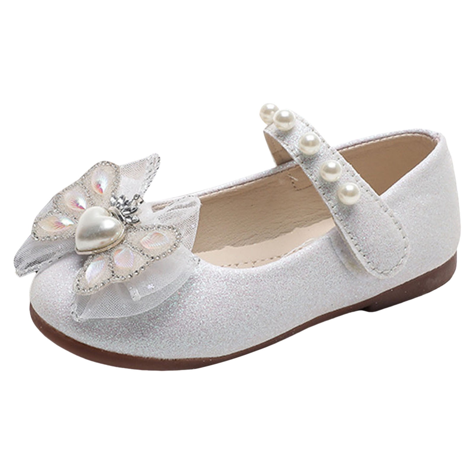 Elegant Black Girls' Sandals with Pearl-Adorned Flower Design ...