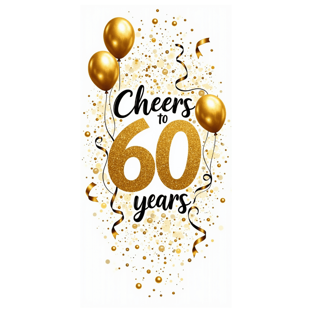Elegant Black and Gold Glitter 60 Years Banner Backdrop, Cheers to 60 ...