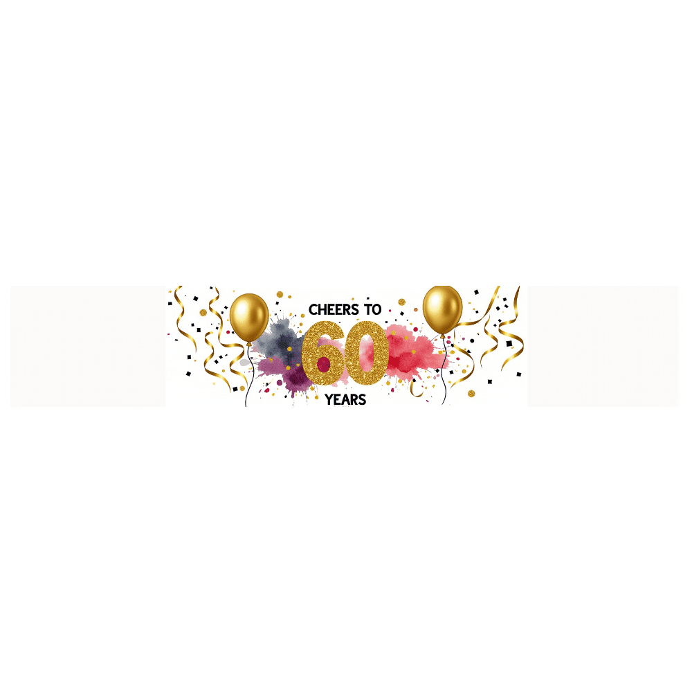 Elegant Black and Gold Glitter 60 Years Banner Backdrop, Cheers to 60 ...