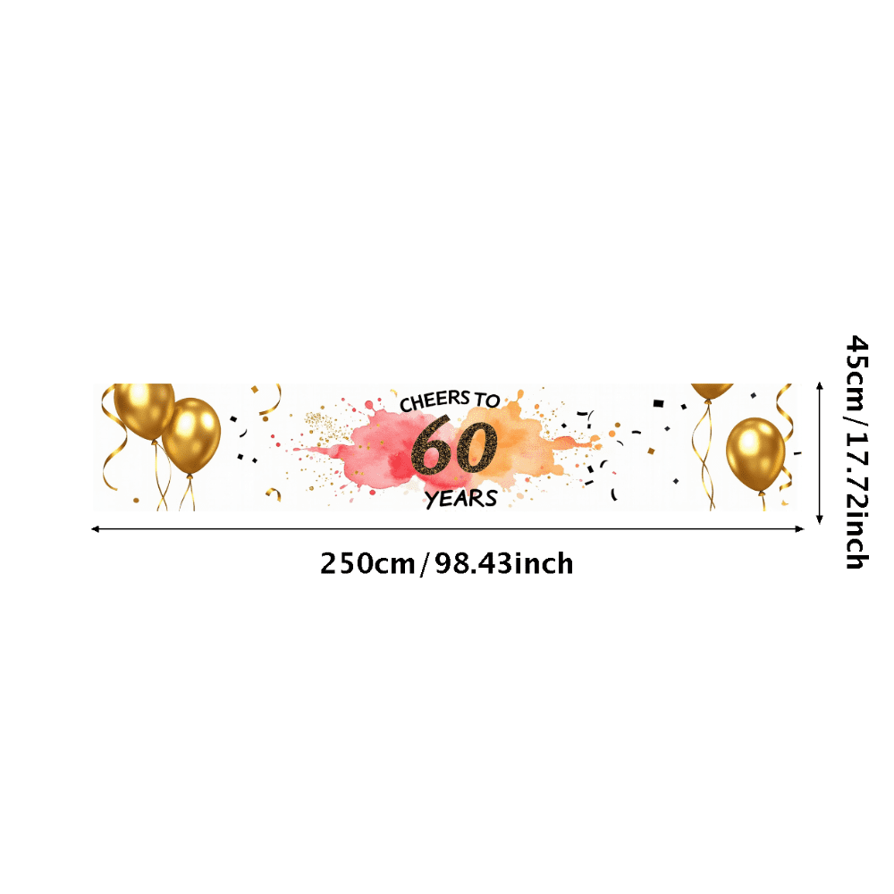 Elegant Black and Gold Glitter 60 Years Banner Backdrop, Cheers to 60 ...