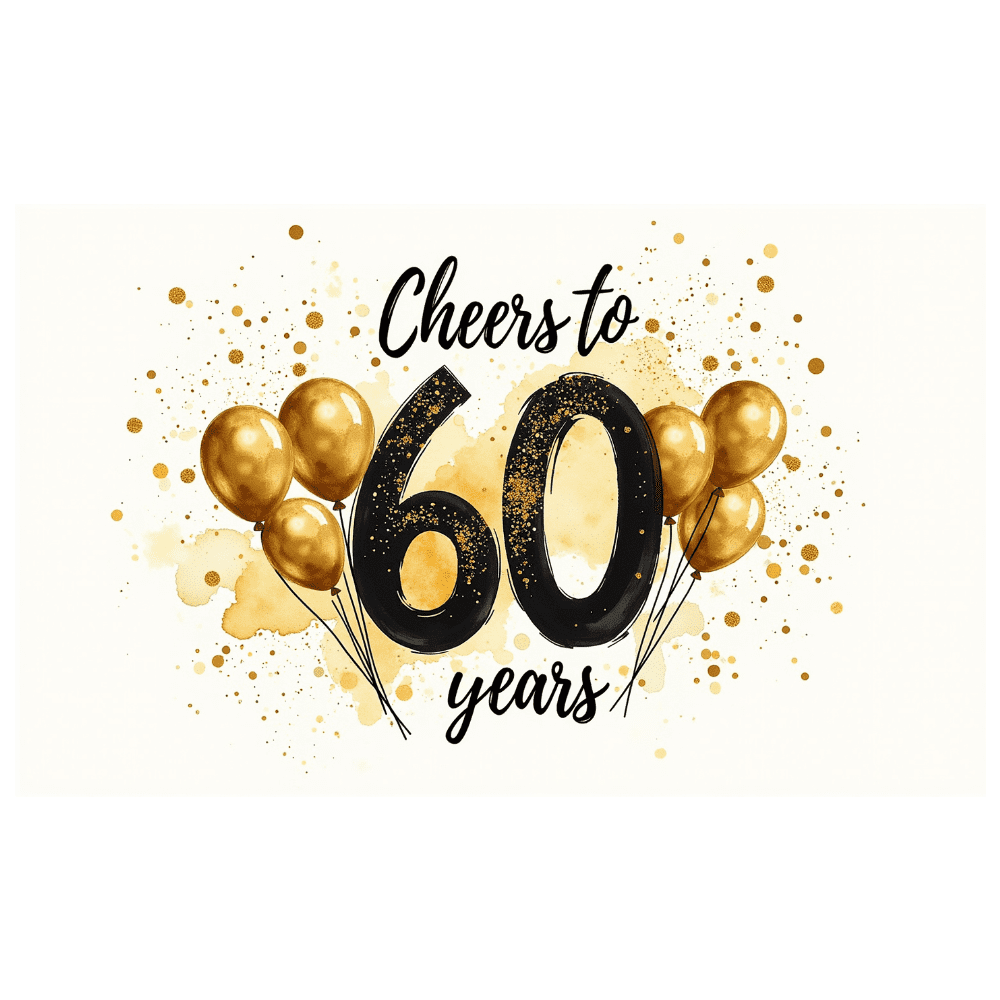 Elegant Black and Gold Glitter 60 Years Banner Backdrop, Cheers to 60 ...