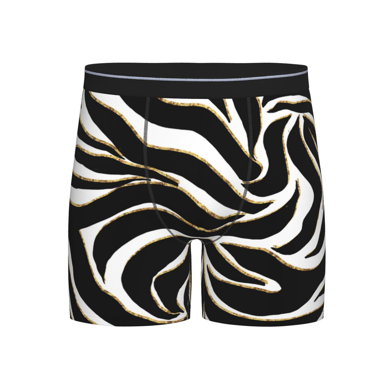 Elegant Black Gold Zebra White Animal Print Underwear For Men,Soft ...