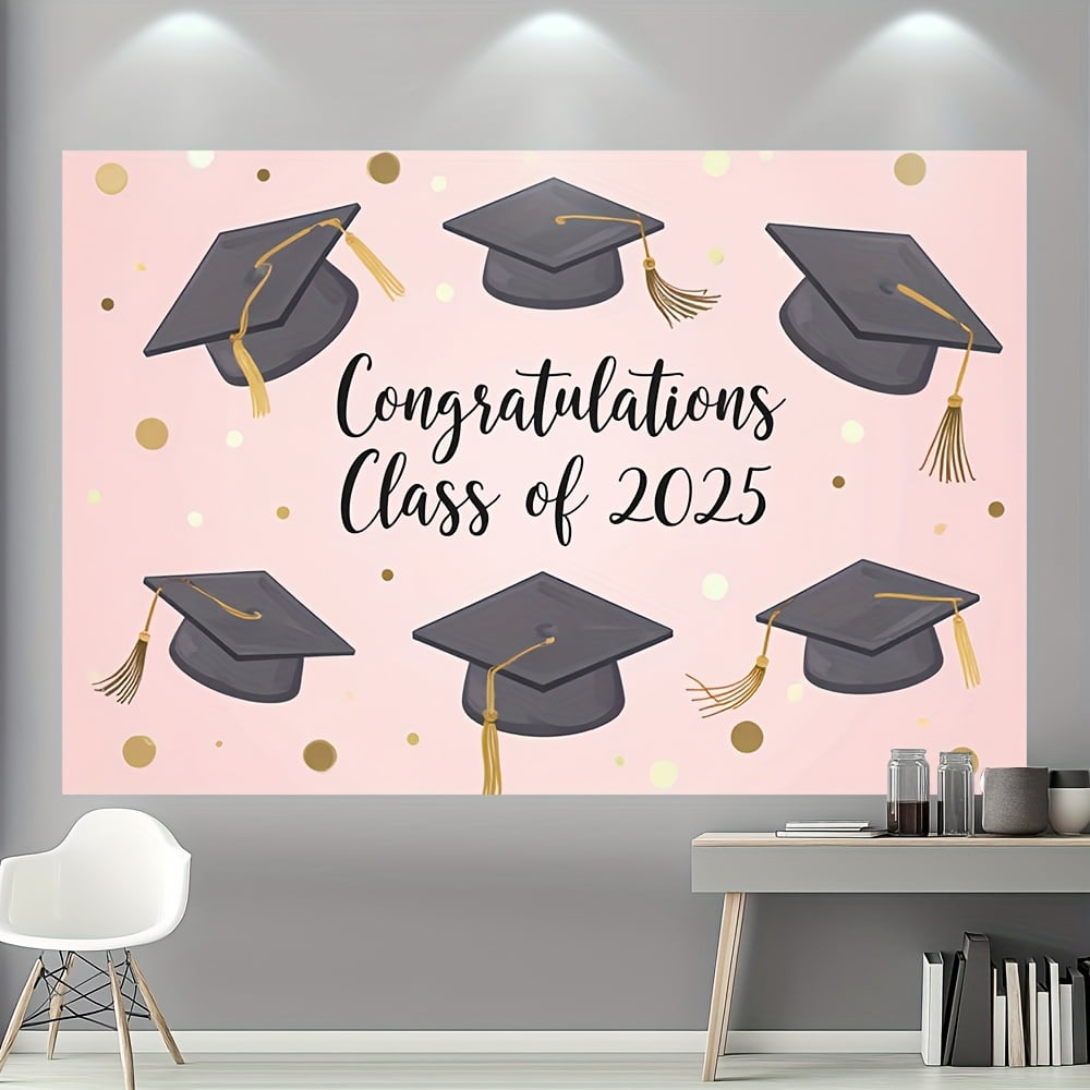 Elegant Black & Golden Graduation Party Backdrop Banner - Perfect for ...