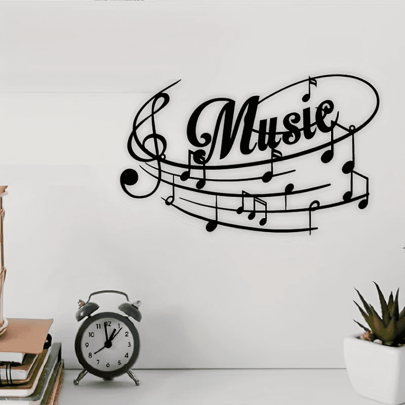 Elegant Black Metal Music Note Wall Art, Treble Clef & Musical Notes ...