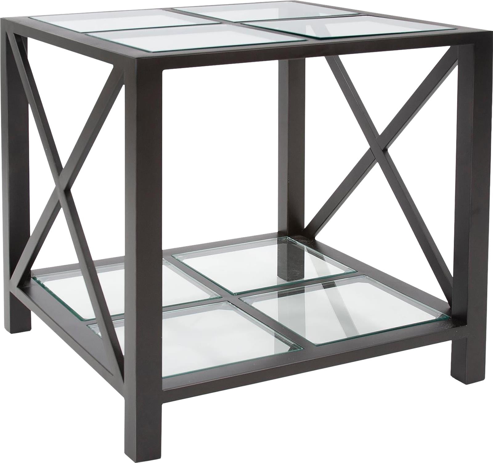 Elegant Black Nickel Doshi Side Table with Glass Shelves - Walmart.com