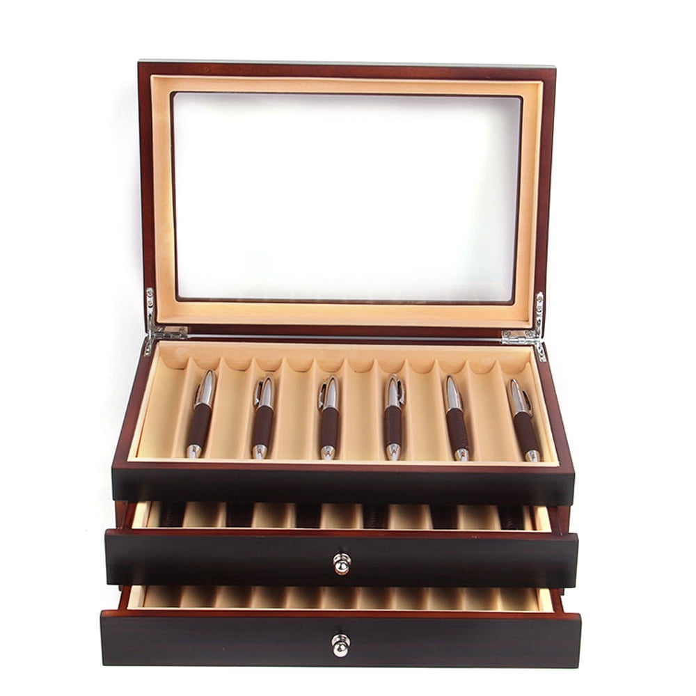 Elegant Black Pen Display Box Made from Wood and Flannel, Perfect for ...
