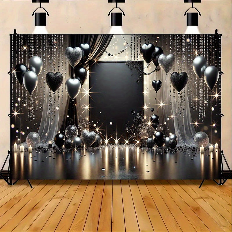 Elegant Black Polyester Balloon Backdrop - Multipurpose Festive Decor ...