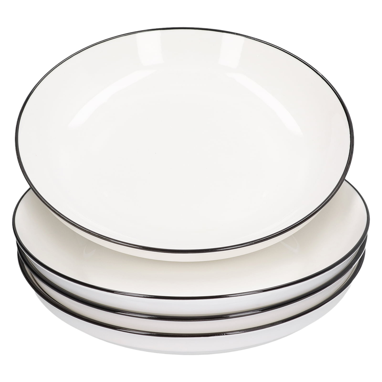 Elegant Black Rims Design, Porcelain Pasta Plates 8 Inch, Stackable and ...