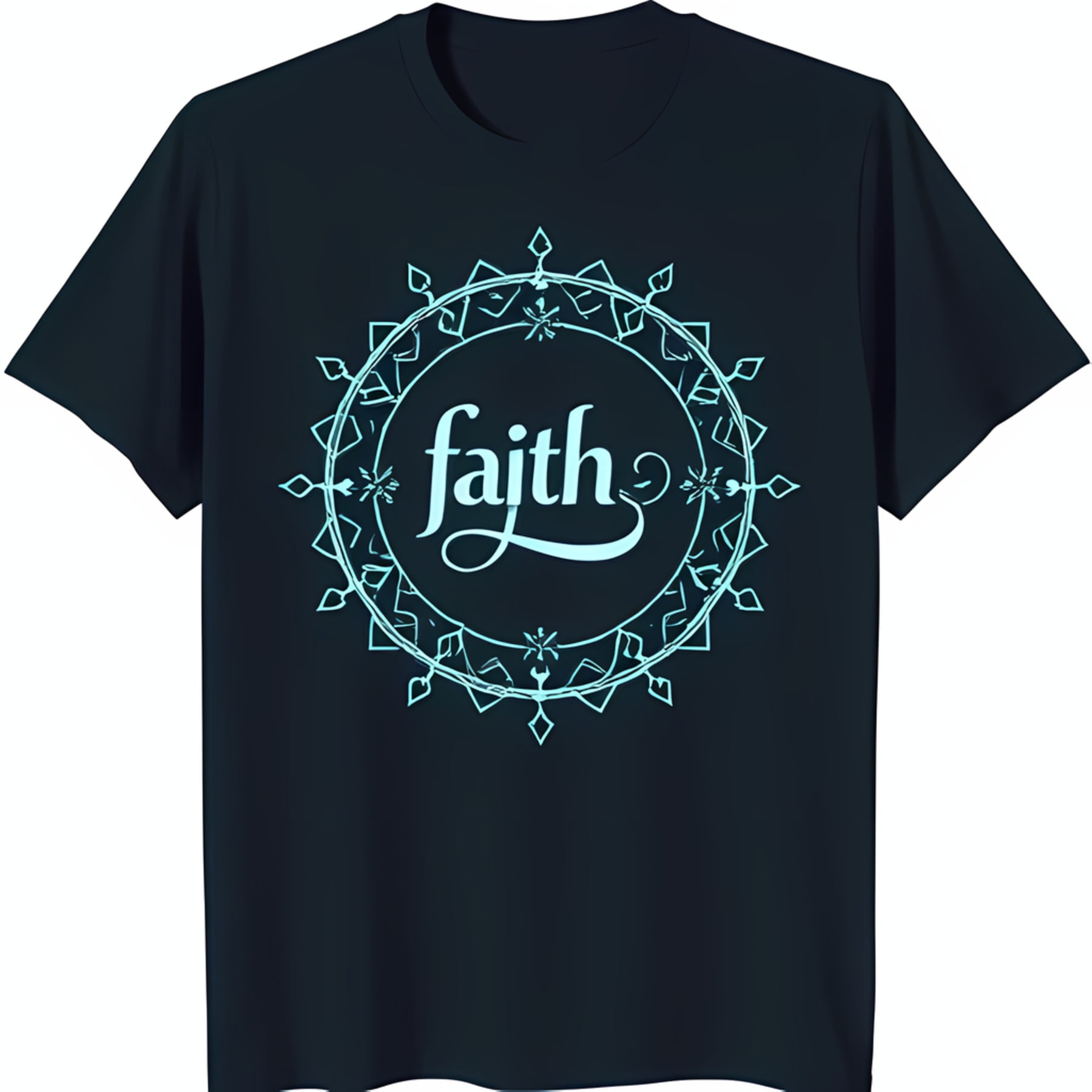 Elegant Black T-Shirt with White Pattern and Faith Script Design - Walmart.com