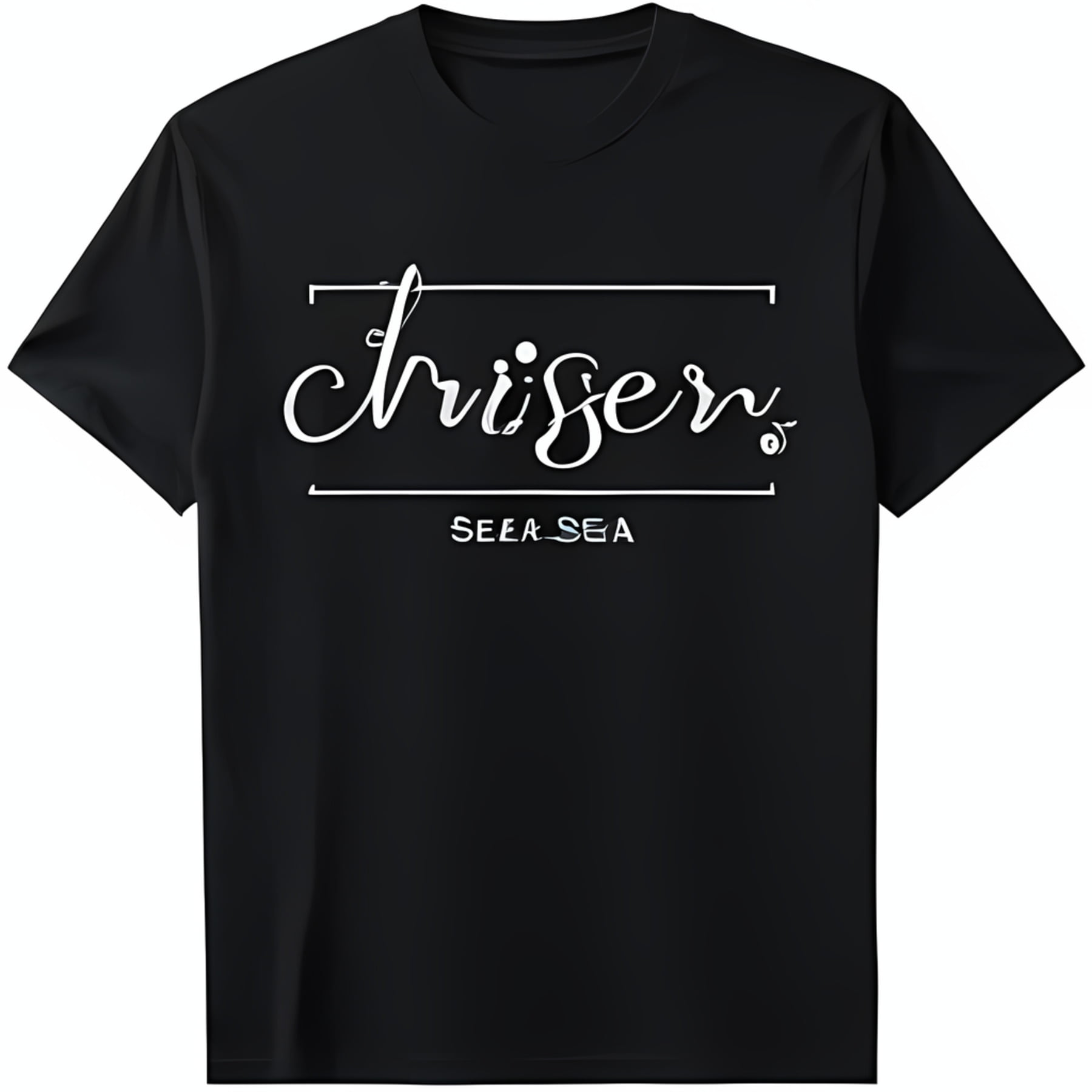 Elegant Black T-Shirt with trüssern Cursive Graphic & SEEA SEA Design ...