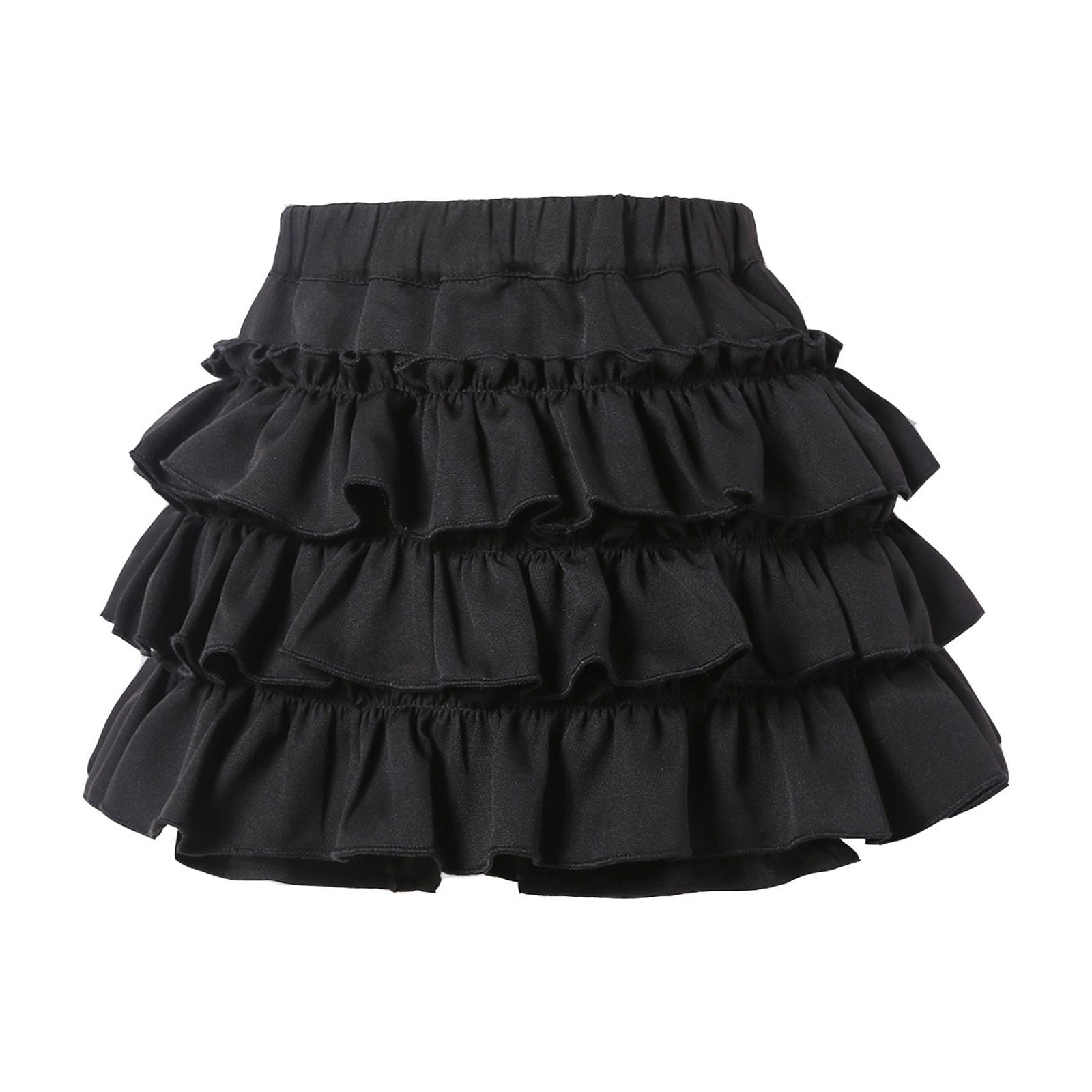 Elegant Black Tiered Ruffle Mini Skirt for Women - Stylish Solid Color ...
