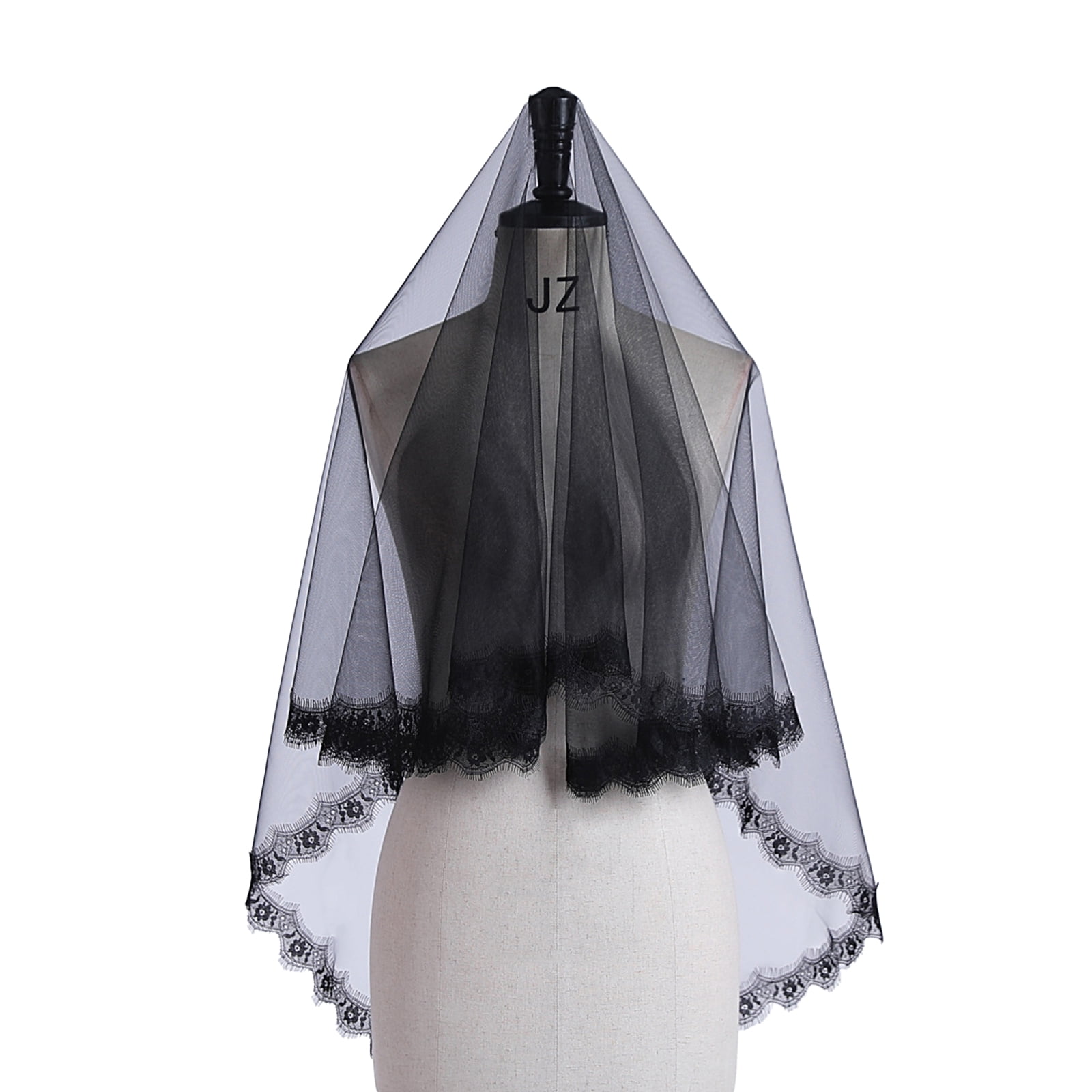 Elegant Black Tulle Veil for Halloween Party Comfortable Day of the ...