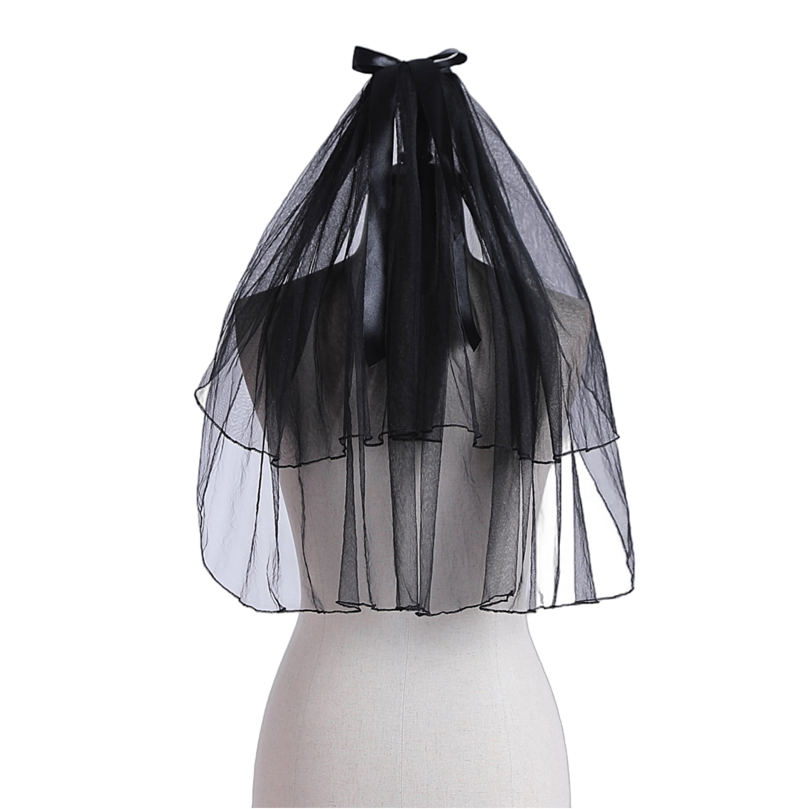 Elegant Black Tulle Veil for Halloween Party Comfortable Day of the ...