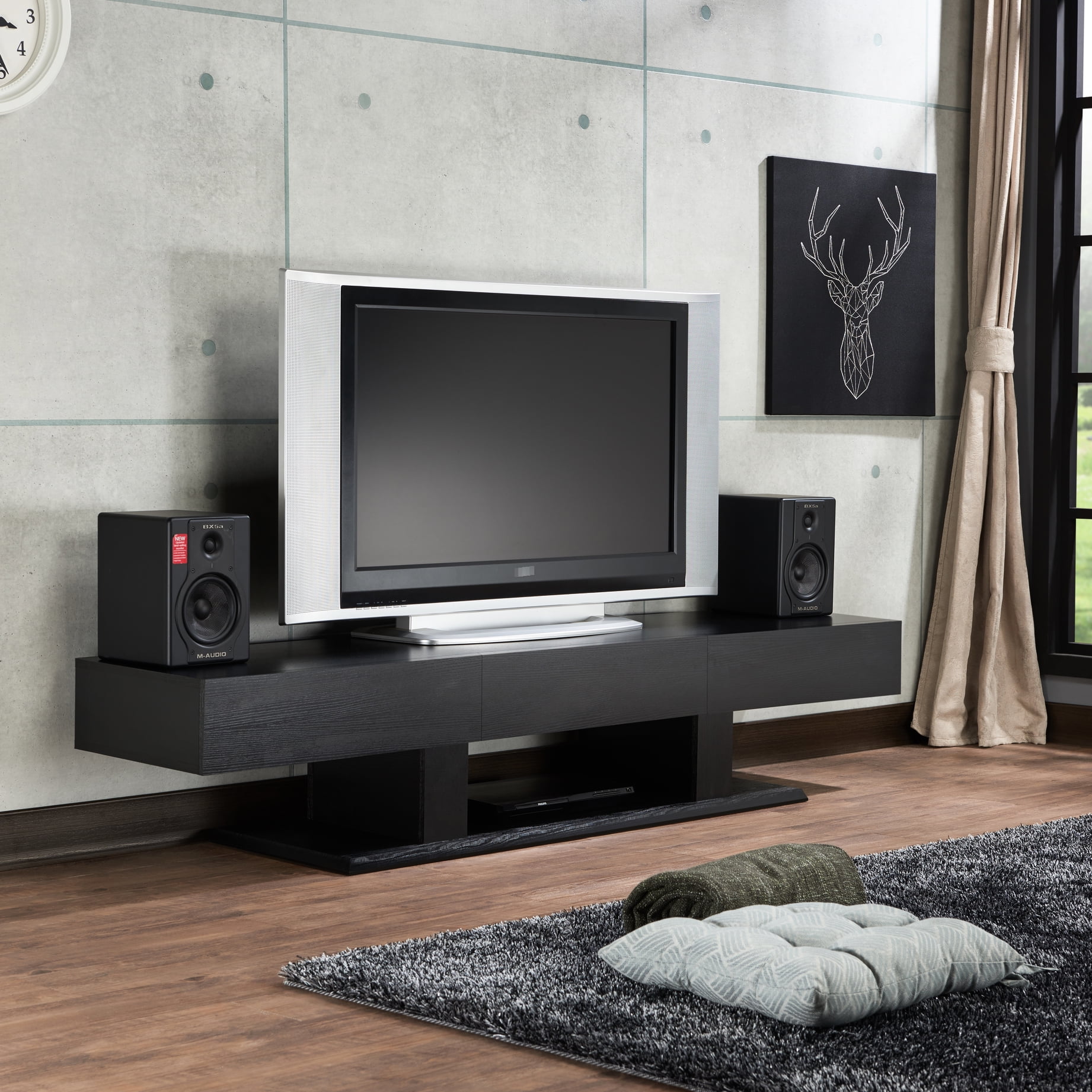Elegant Black Tv Stand With Concealed Storage For 40-49" Flat Tvs ...