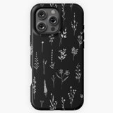 Elegant Black Wildflower Floral Botanical Pop iPhone 11 12 13 14 15 16 ...