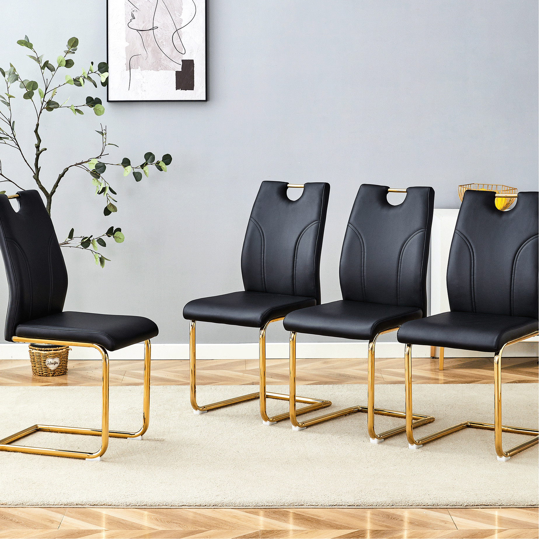 Elegant Black and Gold Dining Chairs | For Home Living and Restaurants ...