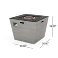 Elegant Black and Gray Outdoor Square Concrete Fire Pit 30-Inch Gas ...