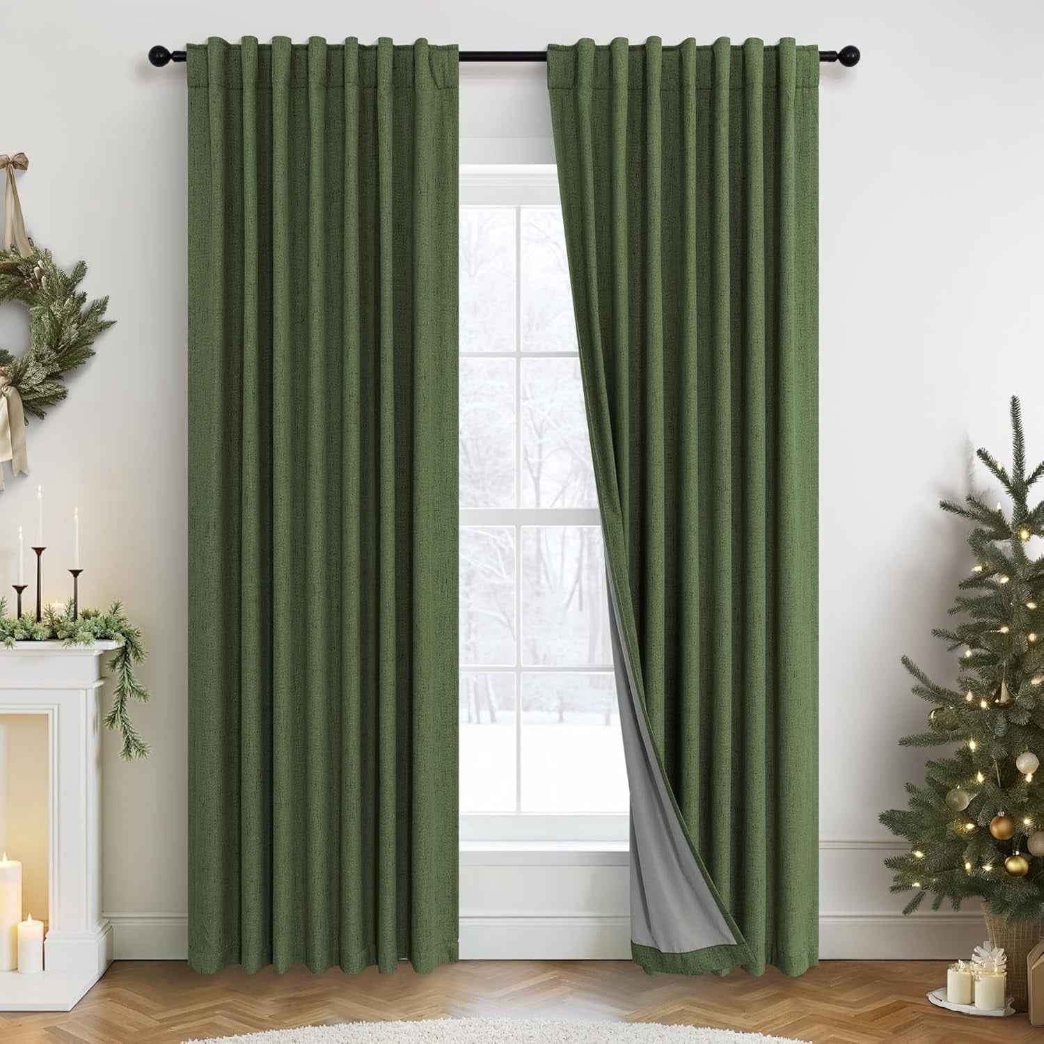 Elegant Blackout Curtains for Living Room Eclectic Moody Dark Olive ...