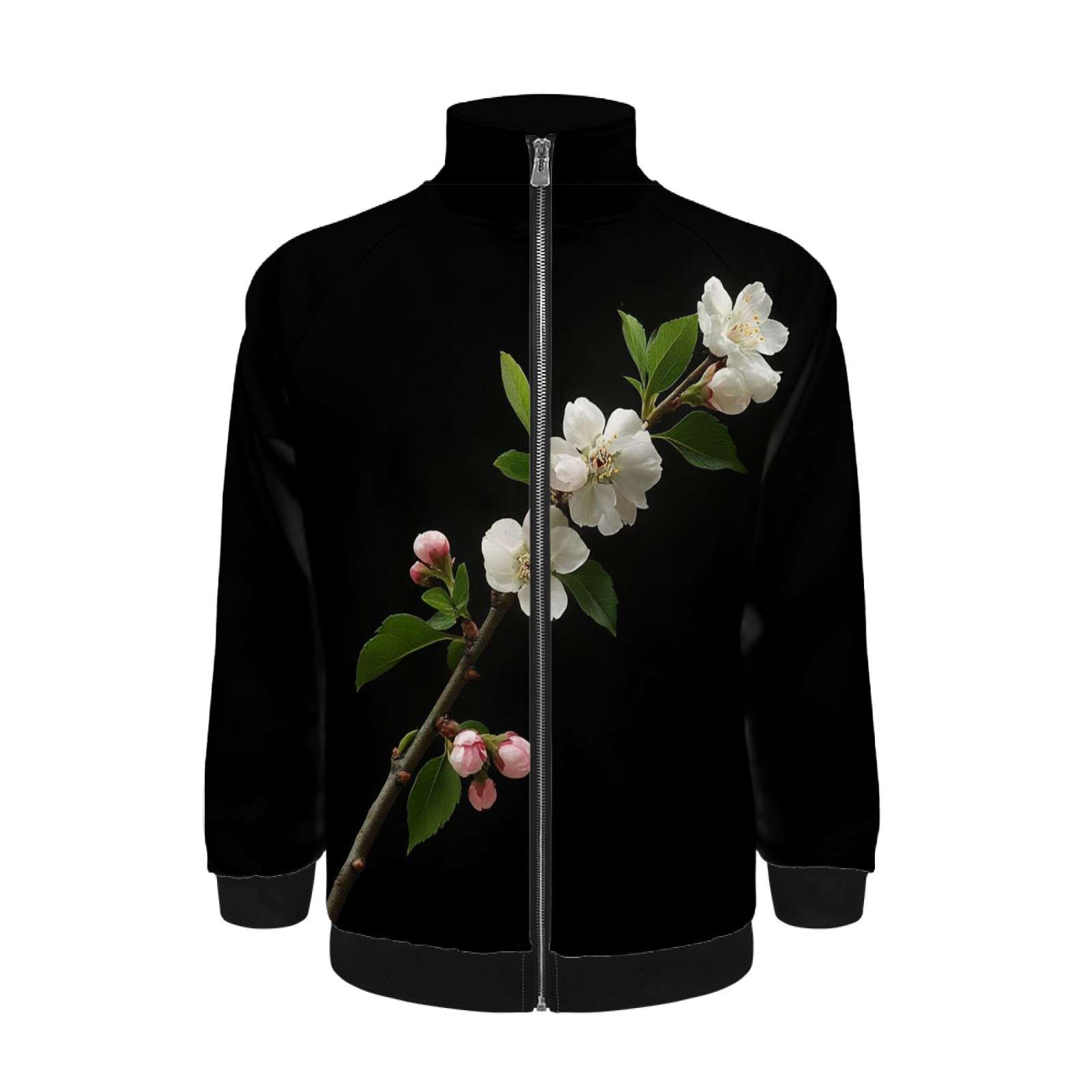 Elegant Blossom Dark Background Spring Flowers Jacket Men's Street Cool ...