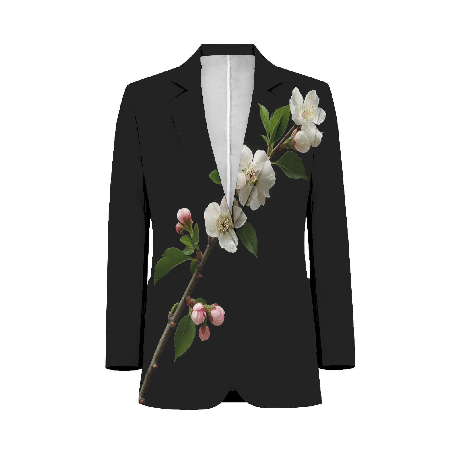 Elegant Blossom Dark Background Spring Flowers Mens Suits Shawl Collar ...