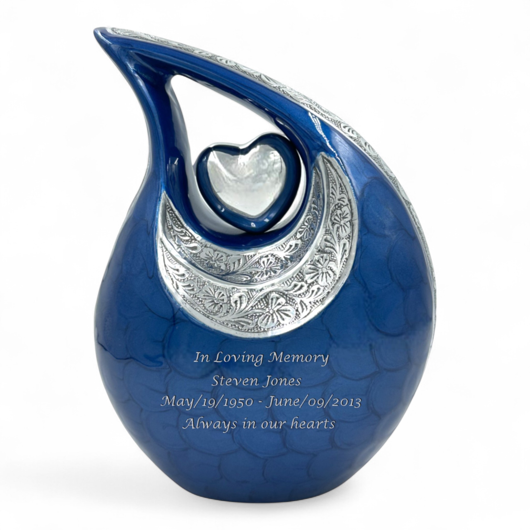 Personalized Blue Teardrop Cremation Urn for Adult Human Ashes ...