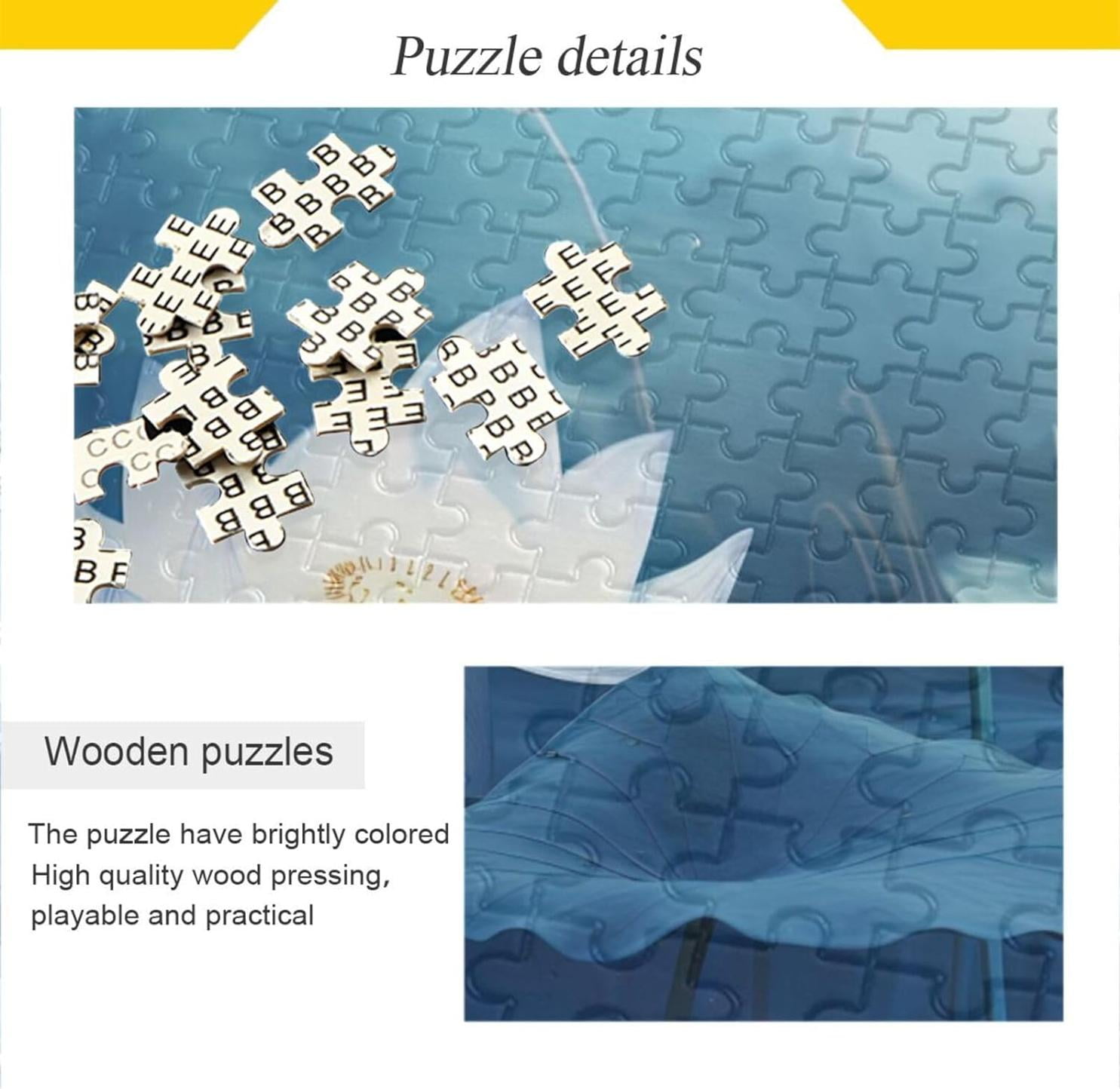 Elegant Blue Lotus Jigsaw Puzzle 1000 Pieces, Zigsaw with Storage Bag ...