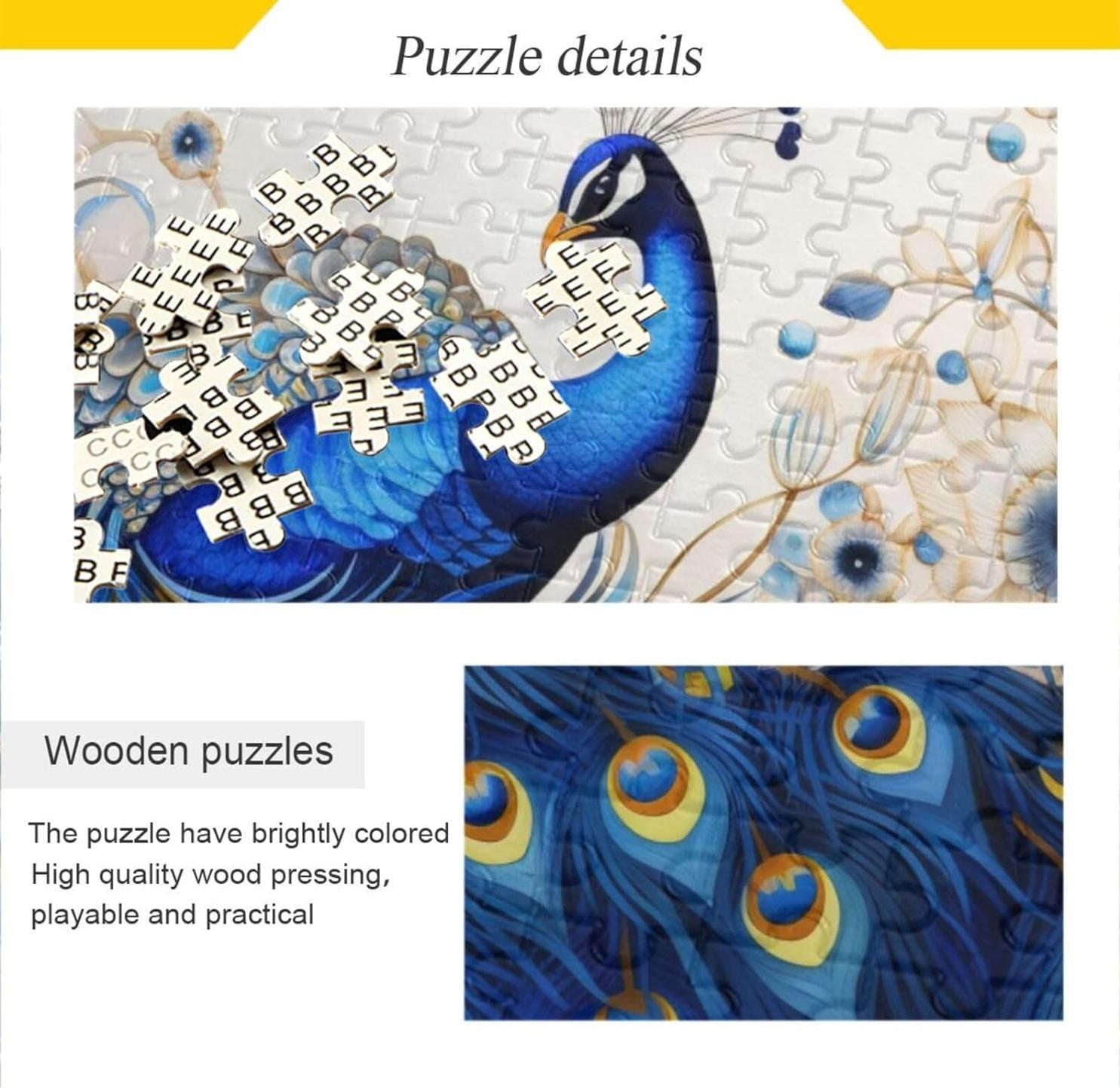 Elegant Blue Peacock Jigsaw Puzzle 1000 Pieces, Zigsaw with Storage Bag ...