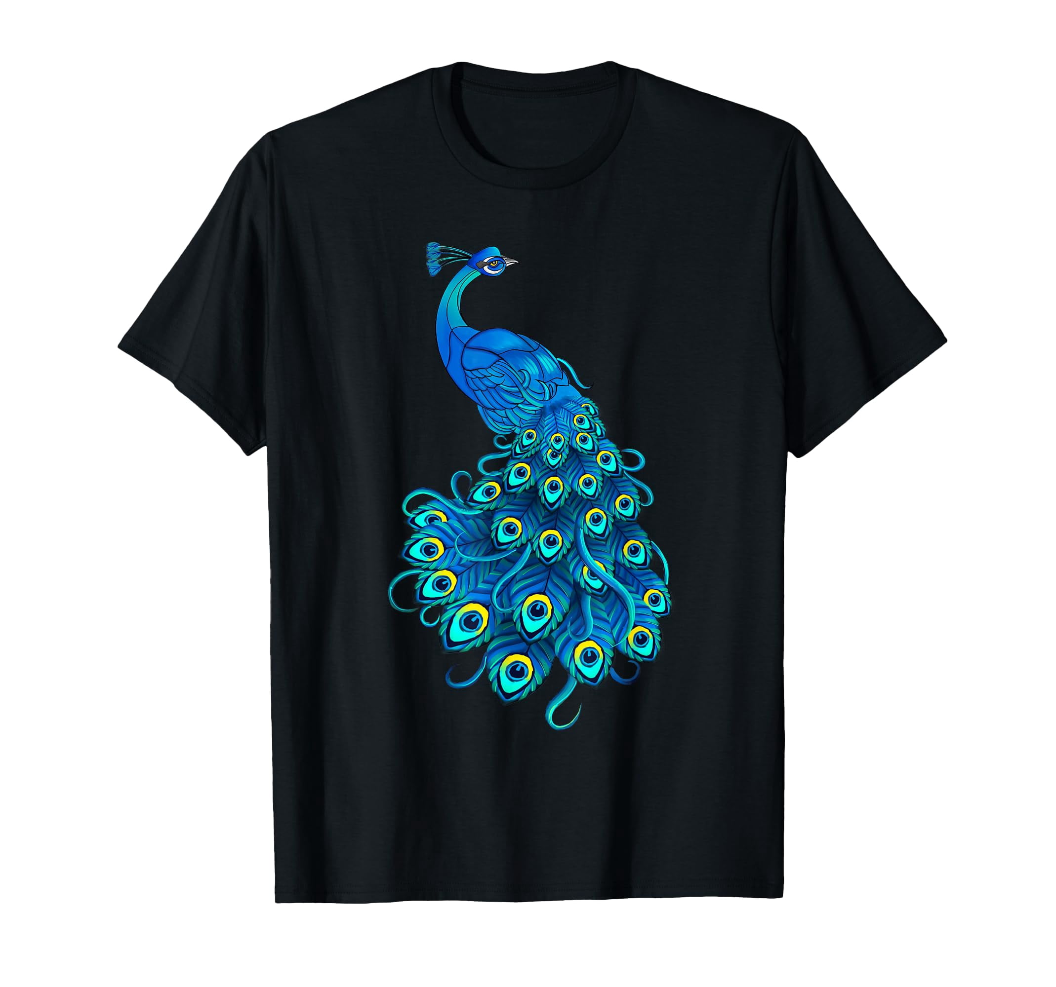 Elegant Blue Teal Peacock Feather Print T-Shirt Men Women Bird Lover ...