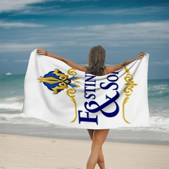 Elegant Blue and Gold Crown Design Bath Towel - Luxurious Beach Pool ...