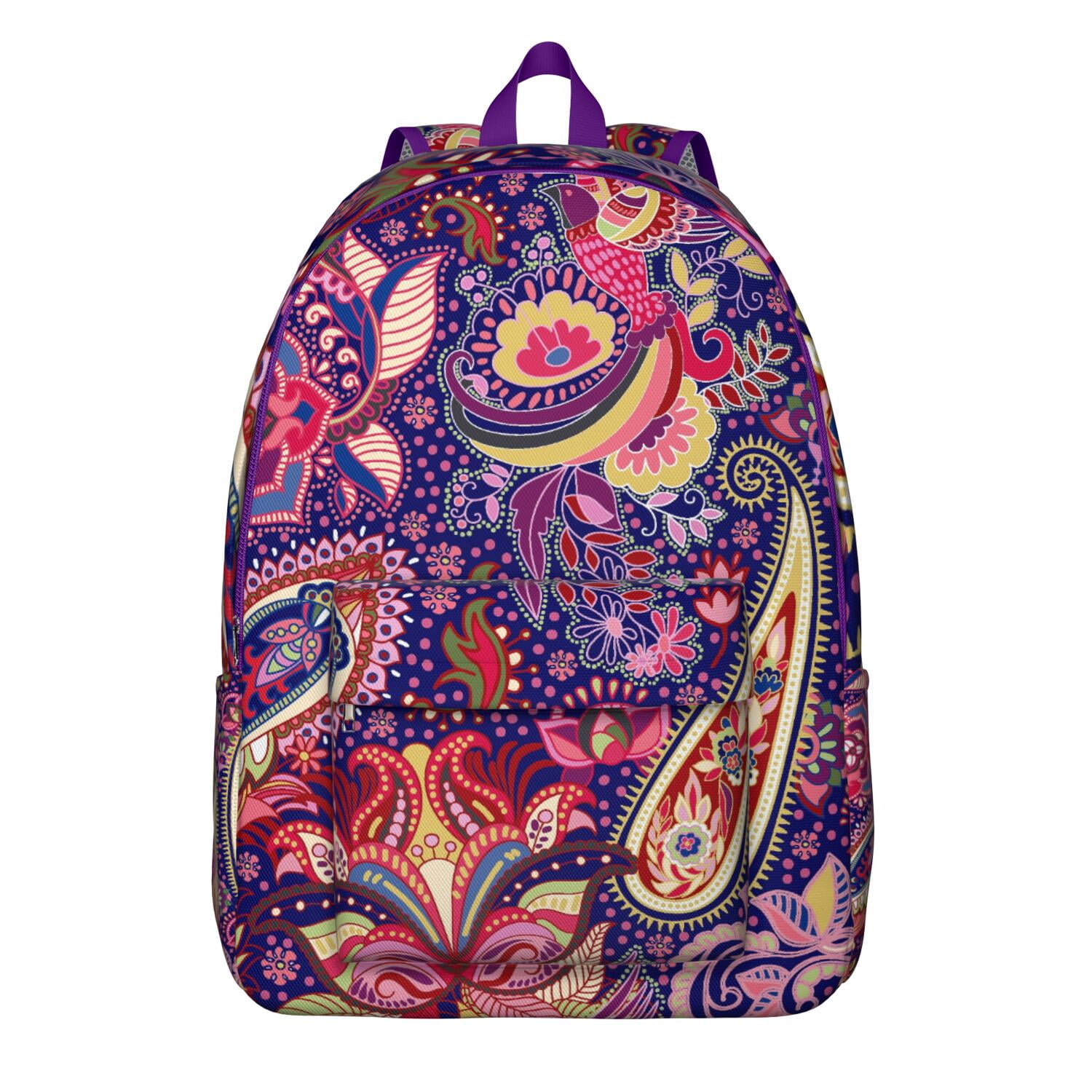 Elegant Boho Backpack with Paisley Pattern, Colorful Retro and Exotic ...