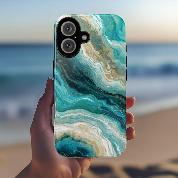 Elegant Bold Marble Blue Teal Modern Chic Phone Case for 17 16 15 14 13 ...