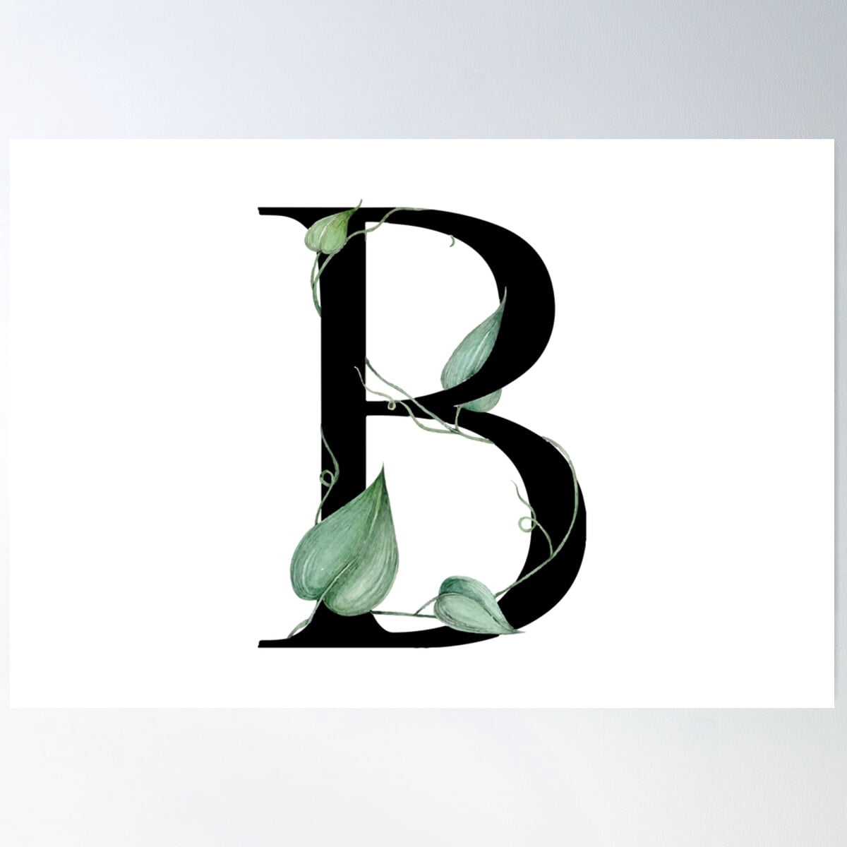 Elegant Botanical Letter 'B' Â€“ Nature-Inspired Monogram Art Poster ...