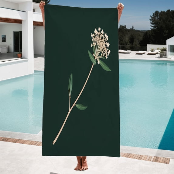 Elegant Botanical Pattern Beach Towel - Soft Lightweight Travel Towel ...