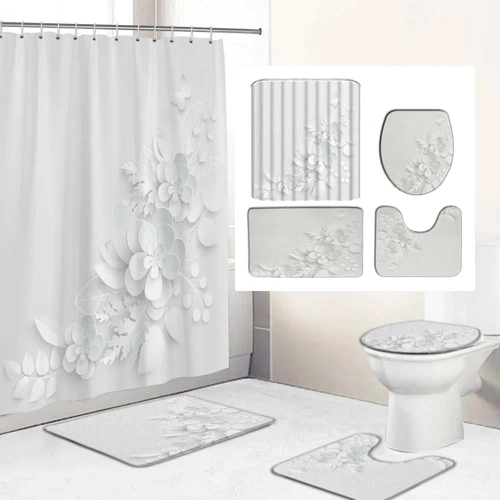 Elegant Bouquet of Fantastic White Flowers 3D Style Shower Curtain ...
