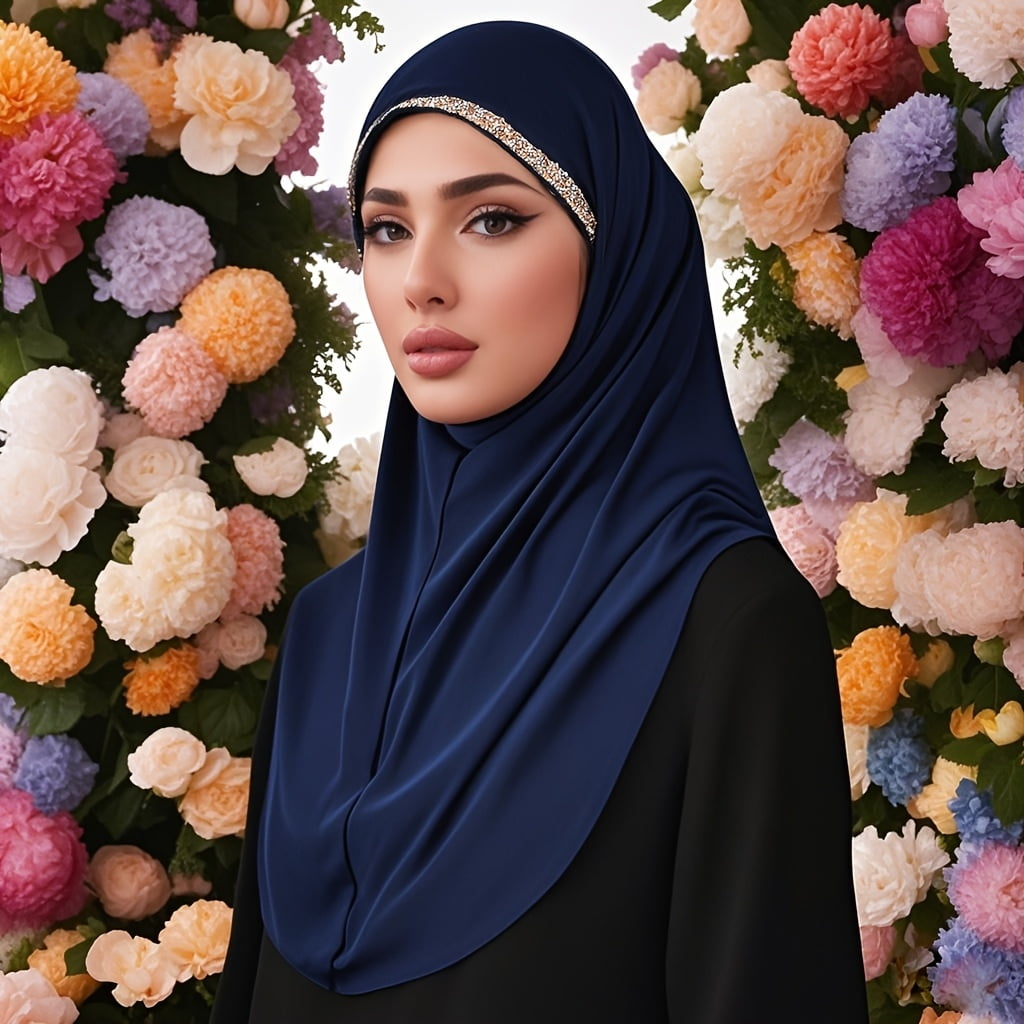 Elegant Breathable Soft Polyester Hijab | Adjustable Fit for Prayers ...