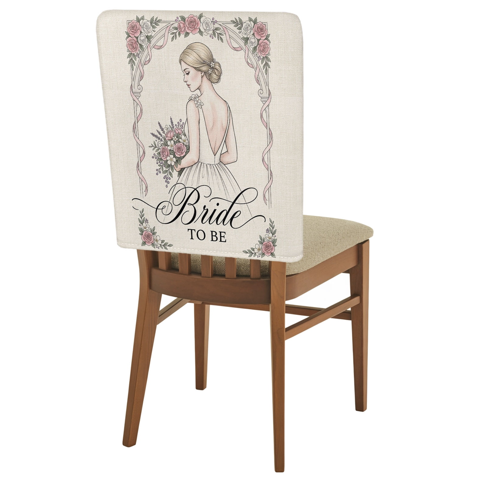 Elegant Bridal Chair Back Covers Set of 2 Romantic Wedding Art Pink ...