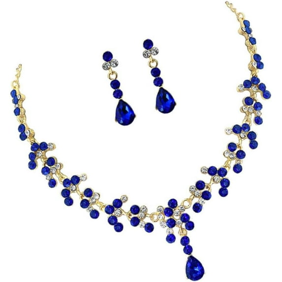 Elegant Bridal Necklace and Earring Set Rhinestone Jewelry for Wedding ...