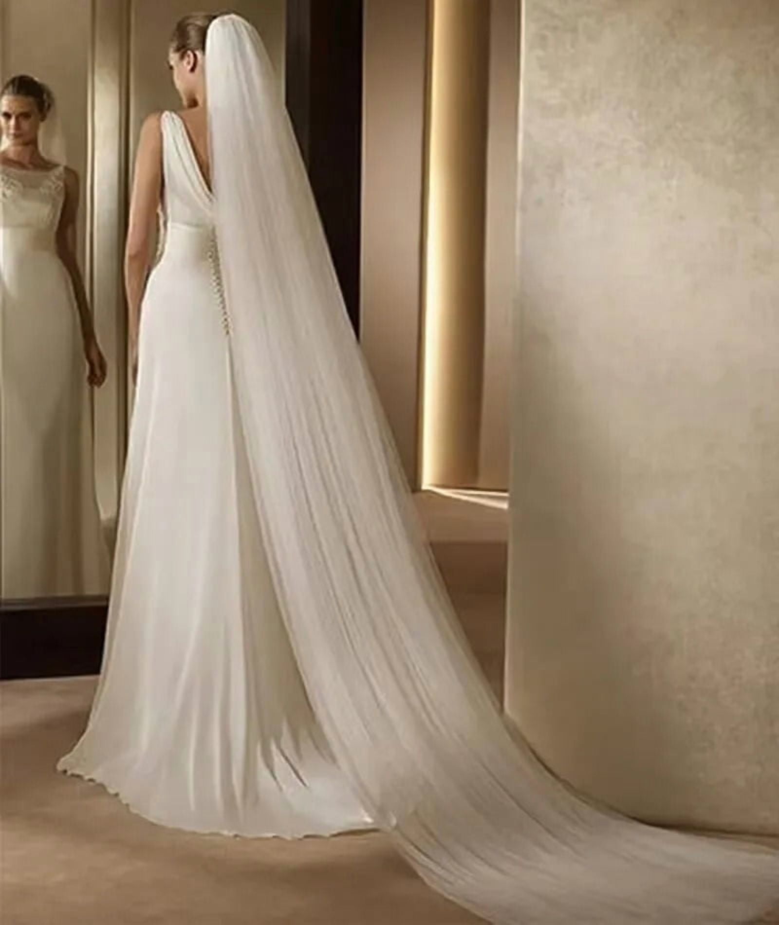 Elegant Bridal Veil With Comb 3 Meter White Simple Bride Cathedral ...