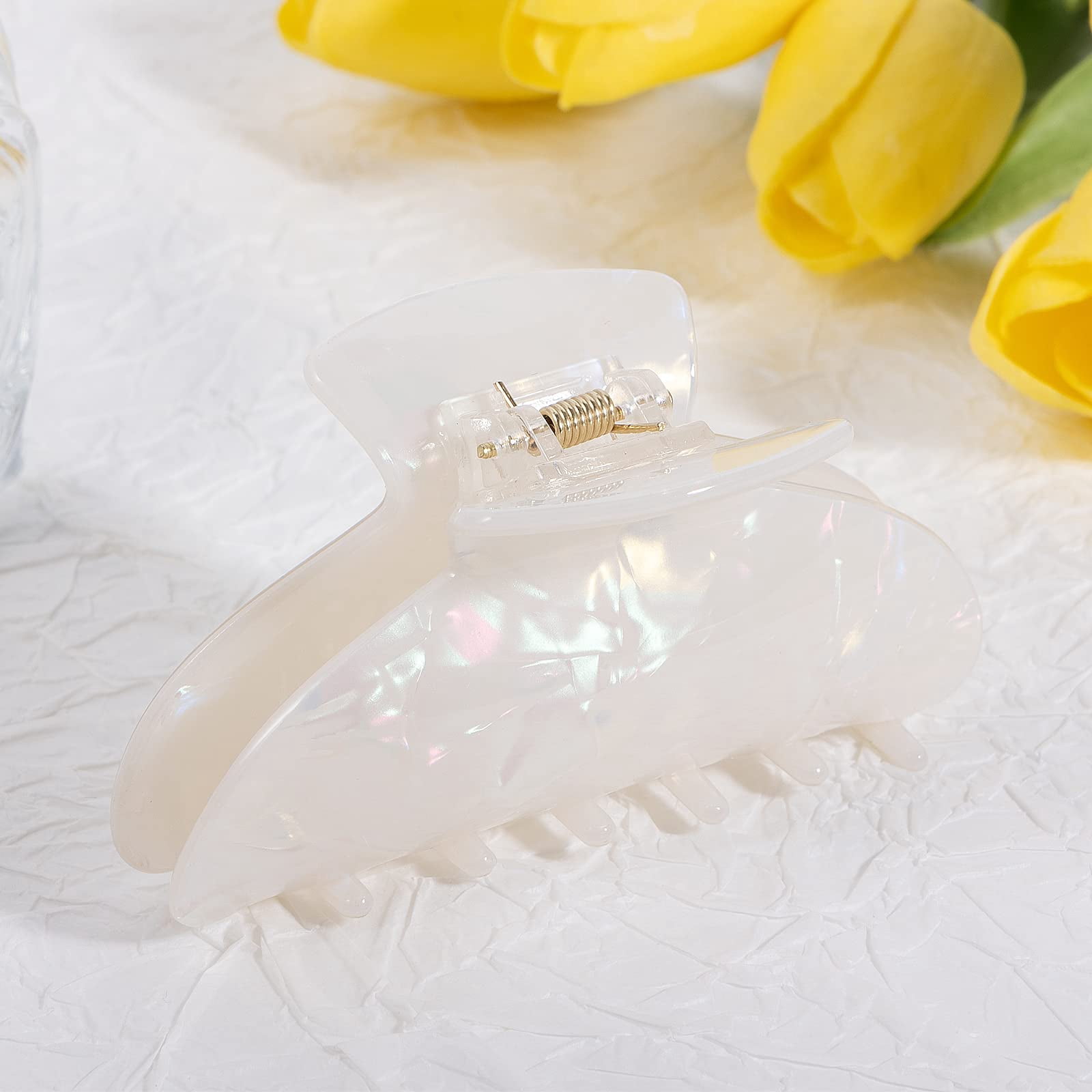Elegant Bride Claw Hair Clip, Glittery Shell White Hair Clip Banana ...