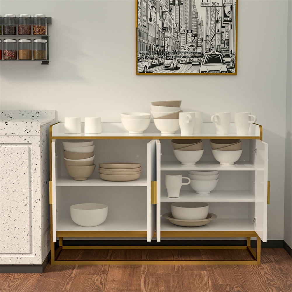 Elegant Buffet Sideboard Modern Accent Storage Cabinet with Tabletop ...