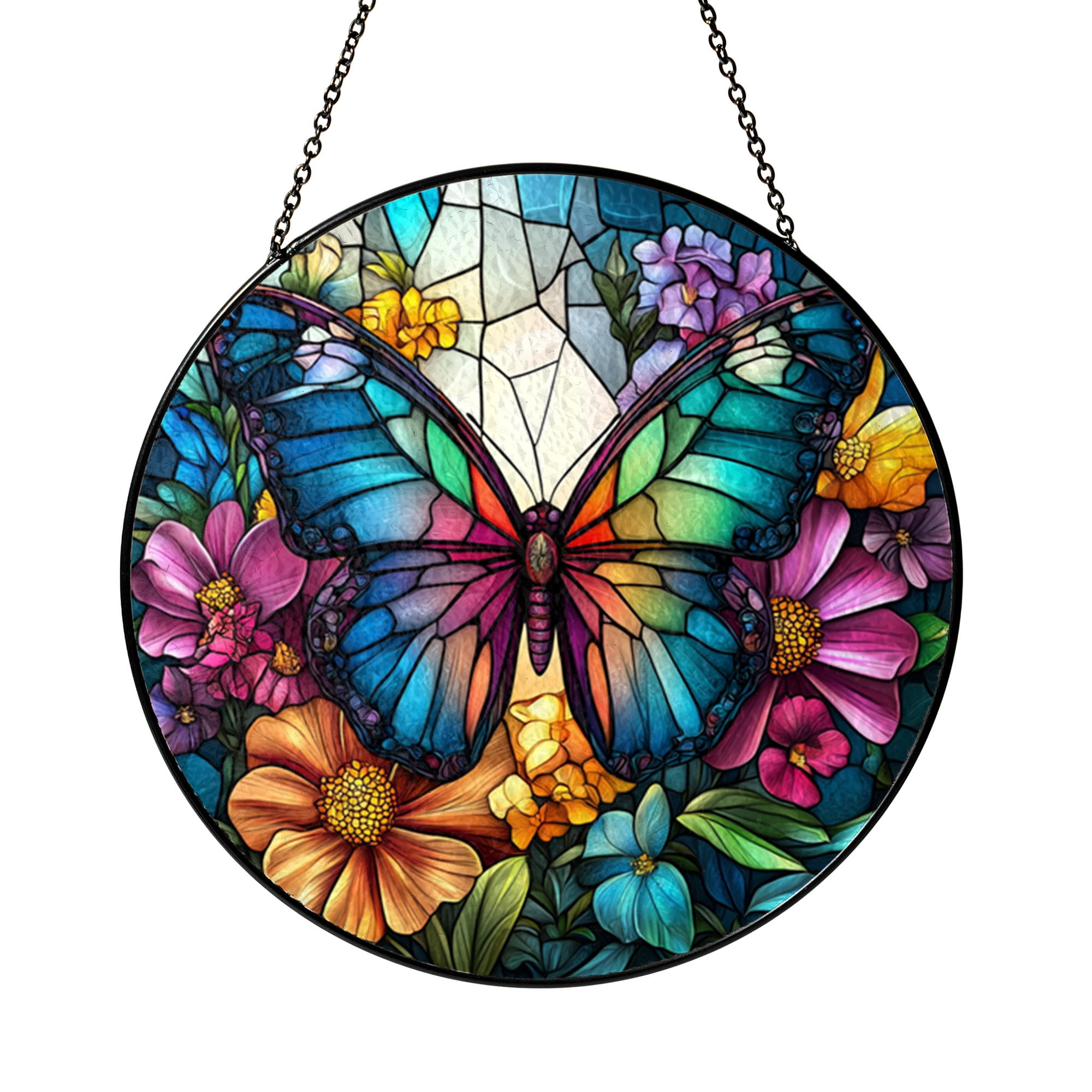 Elegant Butterfly Stained Glass Suncatcher – Window Art - Walmart.com