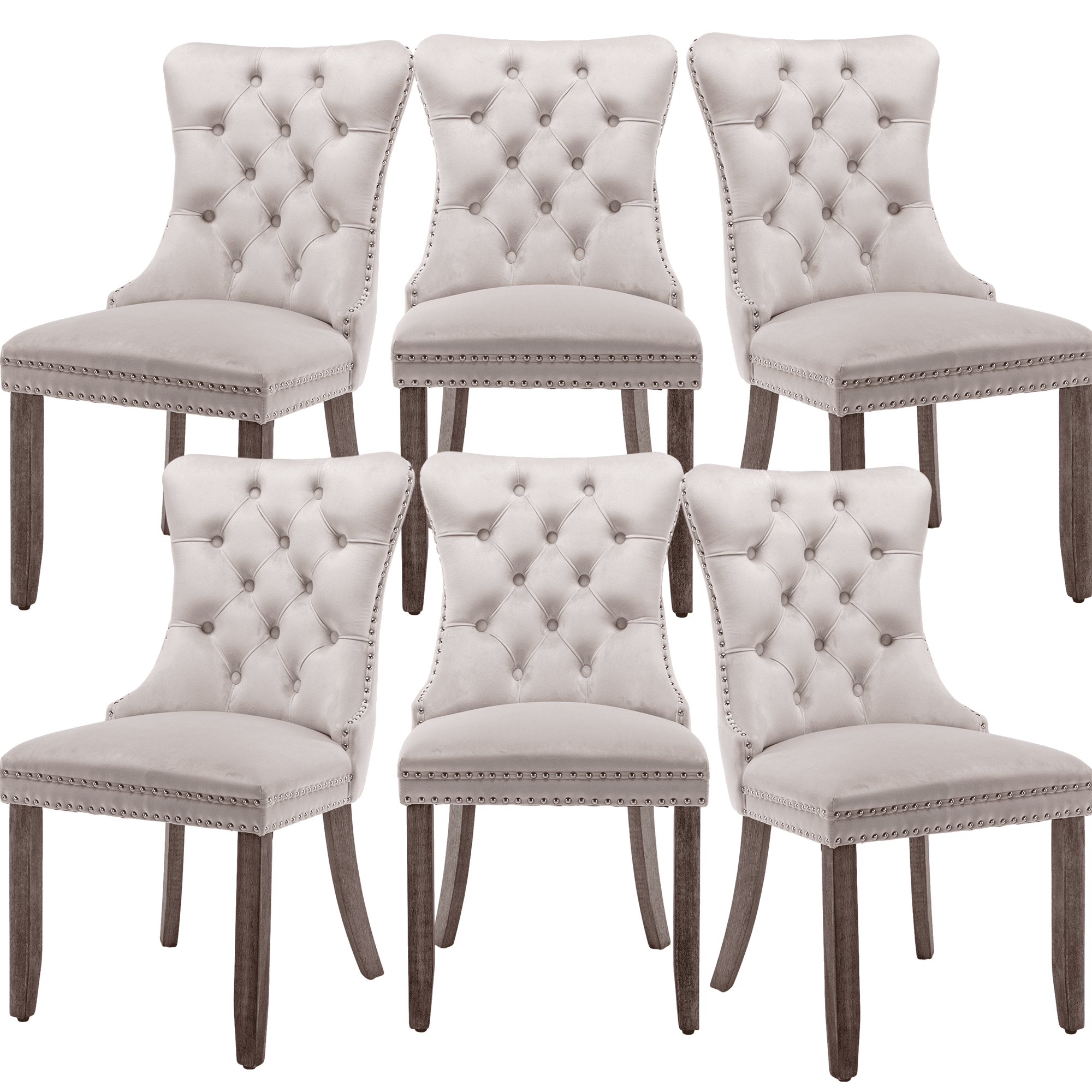 Elegant Formal Dining Chairs, Button Tufted Velvet Upholstery, Nailhead ...