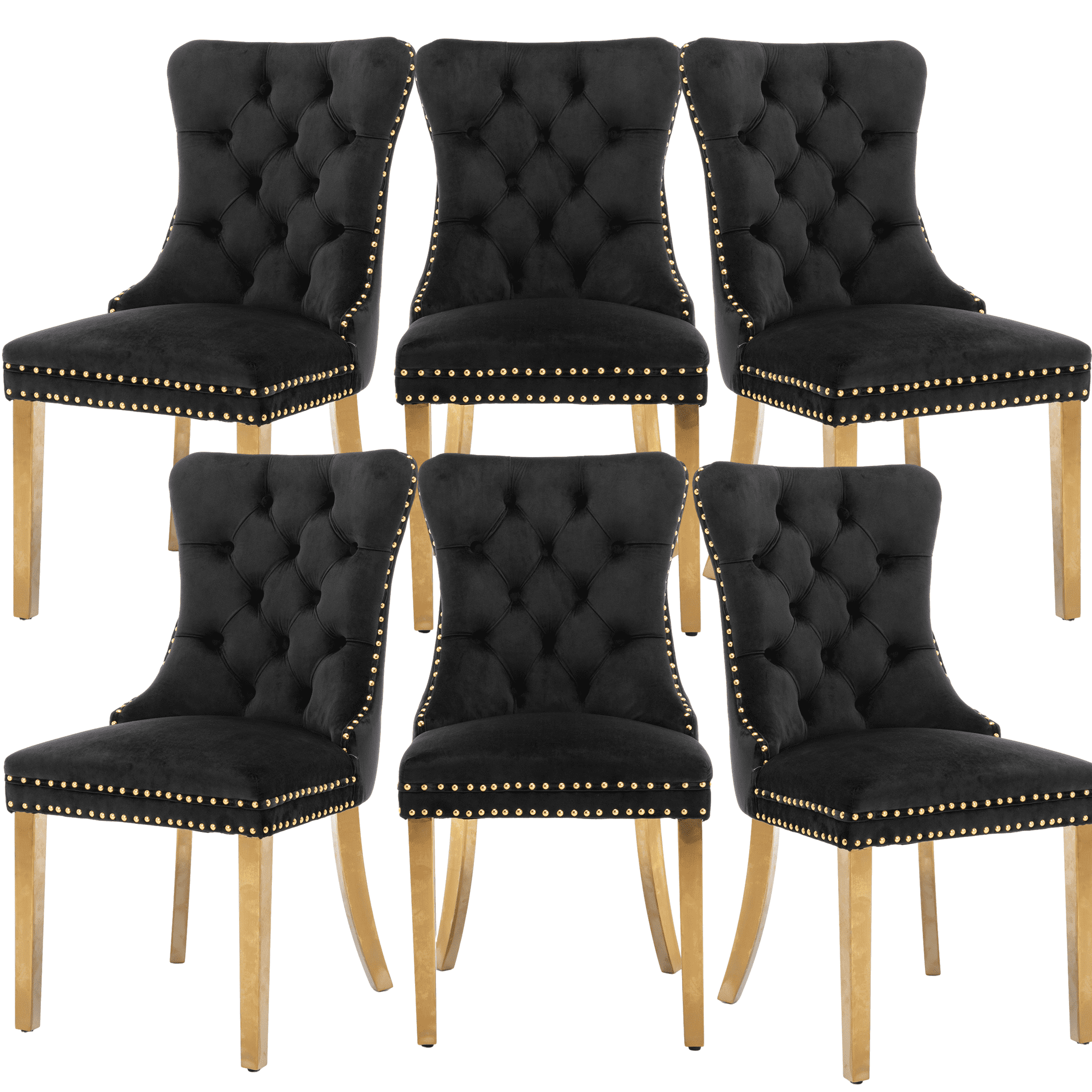 Elegant Button Tufted Dining Chairs, Velvet Upholstered with Nailhead ...