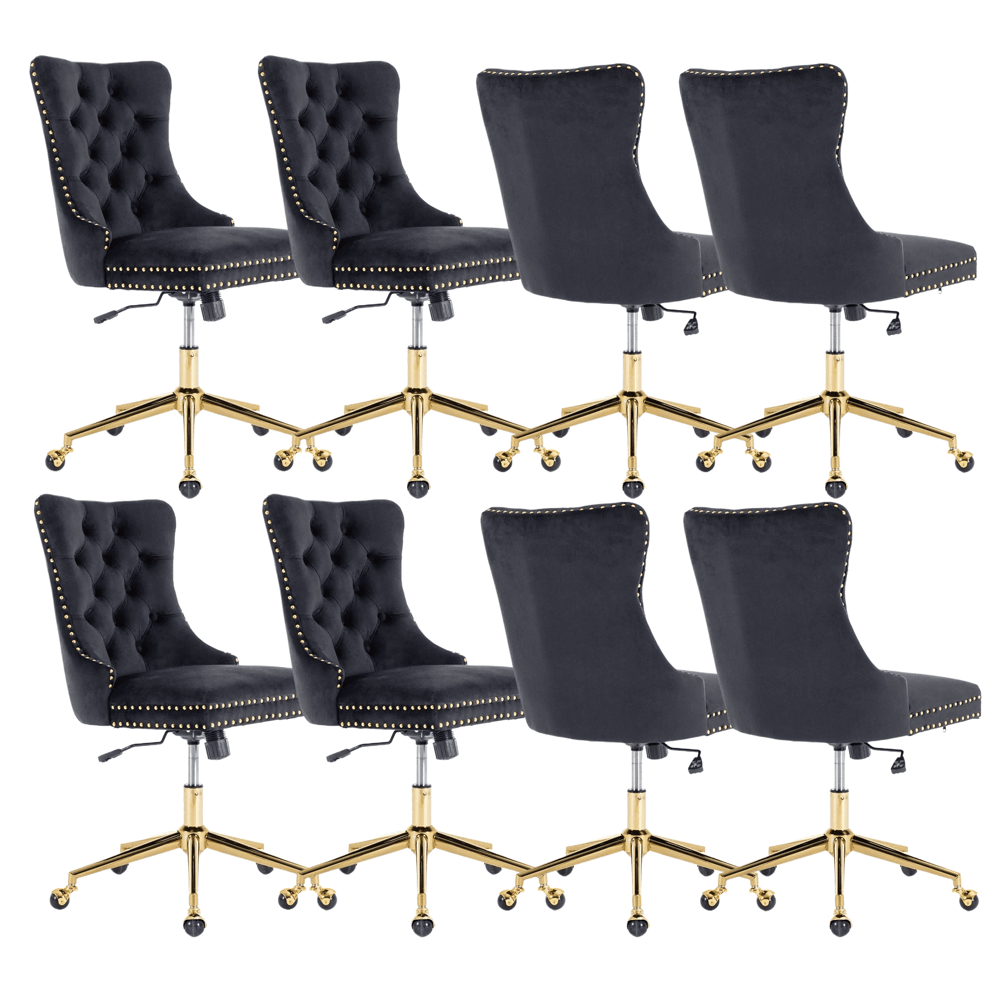 Elegant Button Tufted Office Chair, Velvet Dining Chairs with Nailhead ...