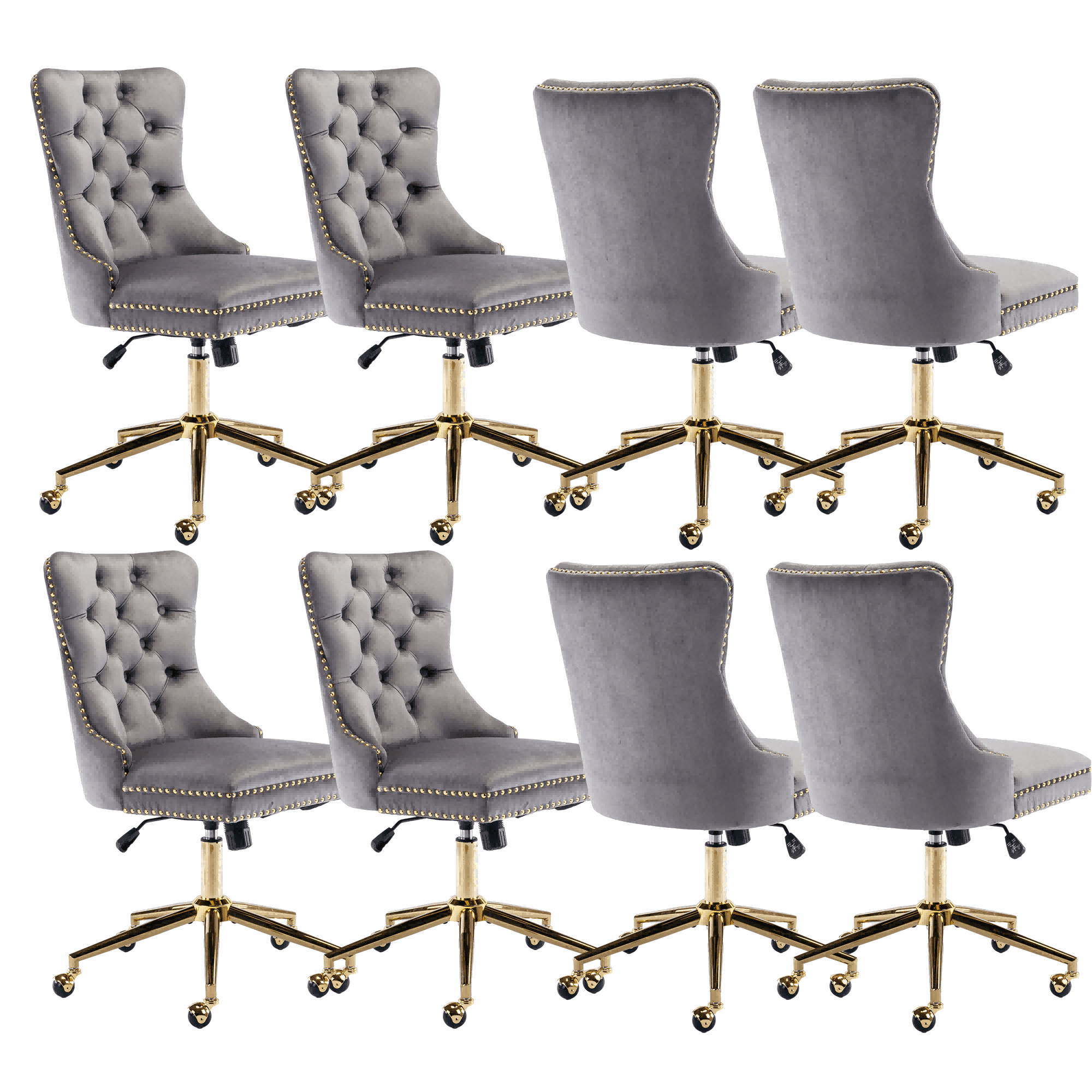 Elegant Button Tufted Office Chair, Velvet Dining Chairs with Nailhead ...